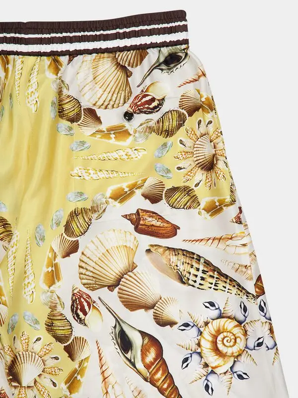 Dolce & Gabbana Shell Printed Silk Twill Shorts - Yellow