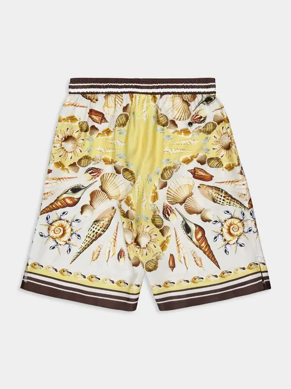 Dolce & Gabbana Shell Printed Silk Twill Shorts - Yellow