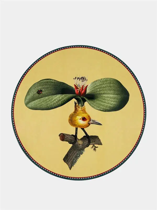 La DoubleJ Leafflyer Round Placemat - Yellow