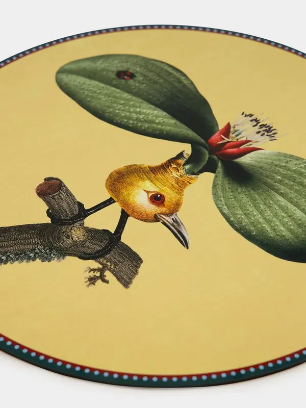 La DoubleJ Leafflyer Round Placemat - Yellow
