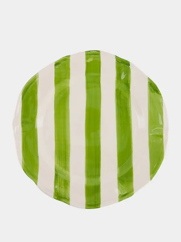 LES-OTTOMANS Striped Ceramic Dinner Plate - White