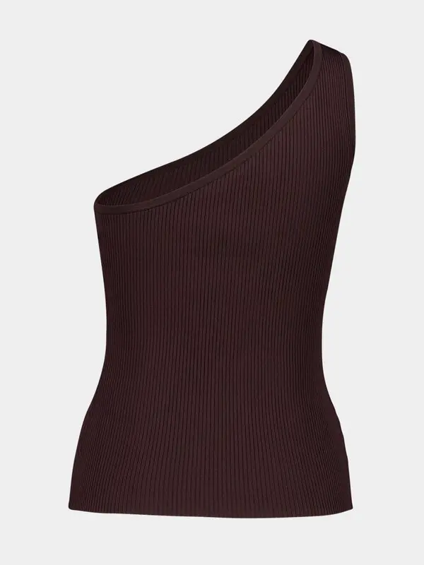 Zimmermann One Shoulder Ribbed Knit Top - Purple