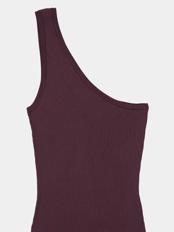 Zimmermann One Shoulder Ribbed Knit Top - Purple