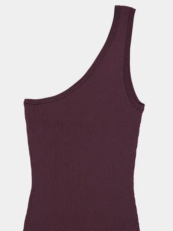 Zimmermann One Shoulder Ribbed Knit Top - Purple