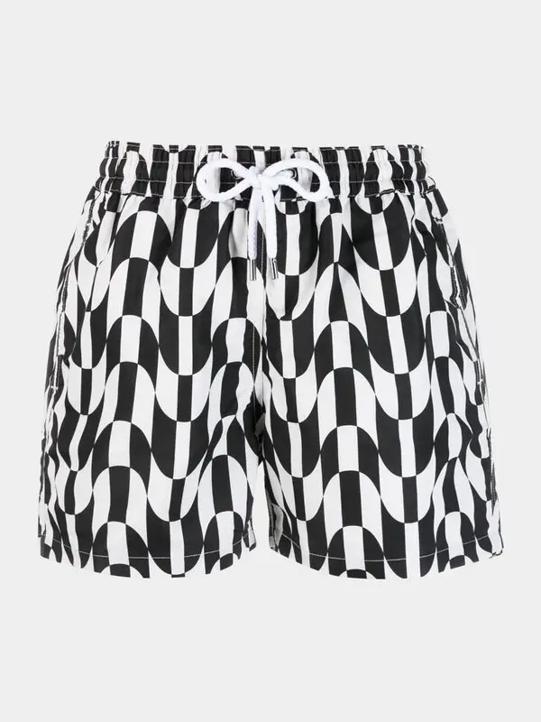 Frescobol Carioca Copacabana Checkered Swim Shorts - White