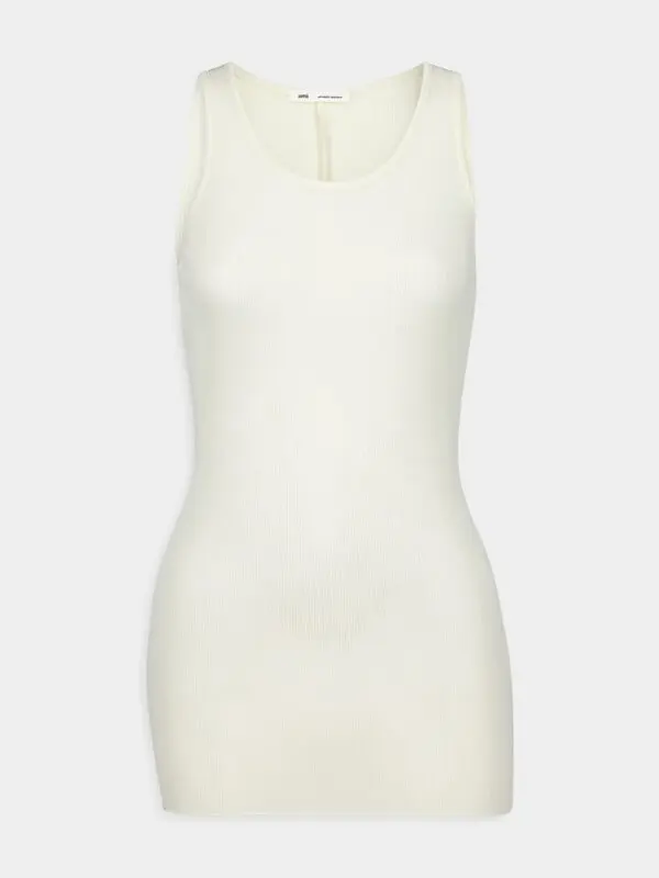AMI Paris Sleeveless Long Tank Top - White