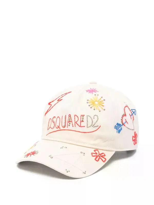 Dsquared2 Embroidered Studded Cap - Neutrals