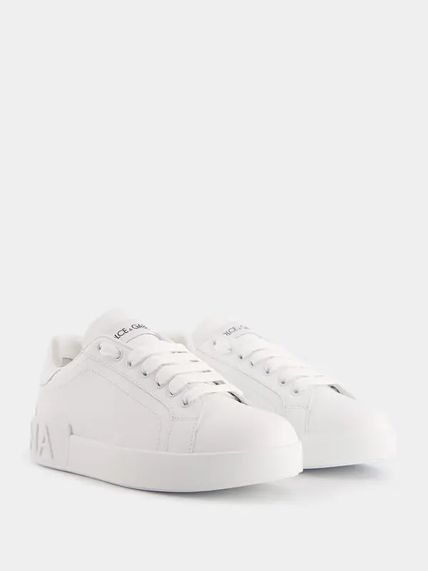 Dolce & Gabbana Portofino Calfskin Sneakers - White
