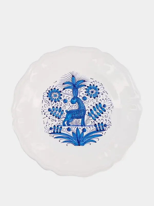 LES-OTTOMANS Handpainted Ceramic Christmas Dinner Plate - White