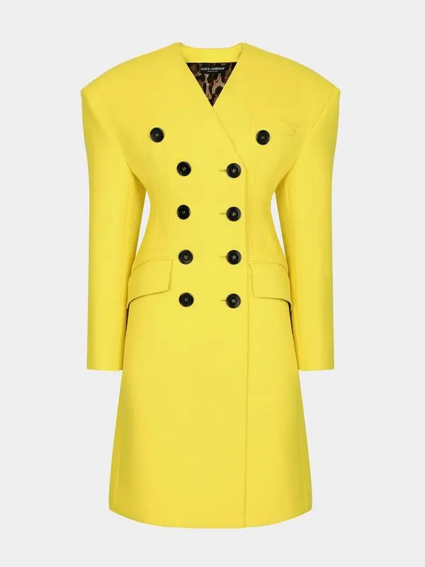 Dolce & Gabbana Double-breasted Woolen Coat - Yellow