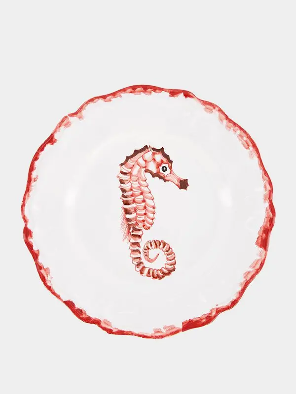LES-OTTOMANS La Menagerie D'ete Seahorse Dinner Plate - White