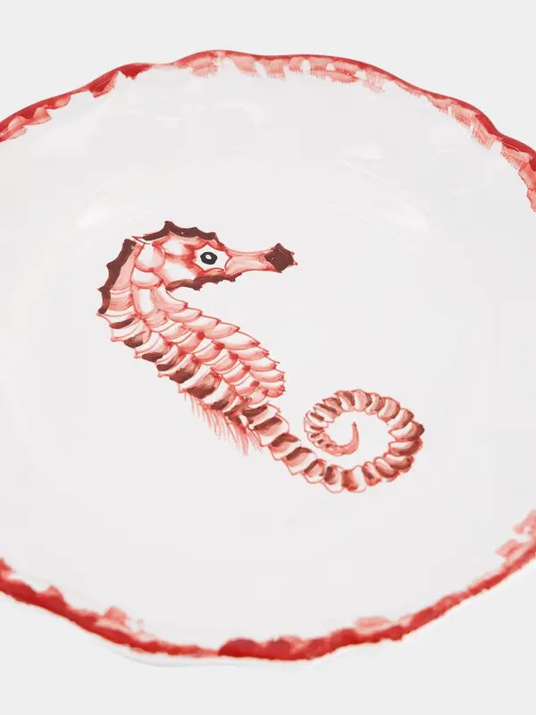 LES-OTTOMANS La Menagerie D'ete Seahorse Dinner Plate - White