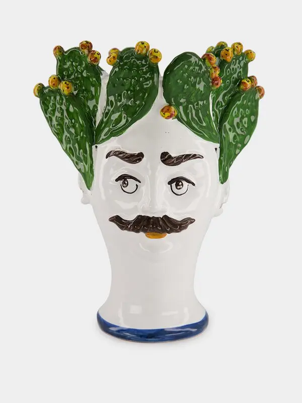 LES-OTTOMANS Faces Cactus Vase - White