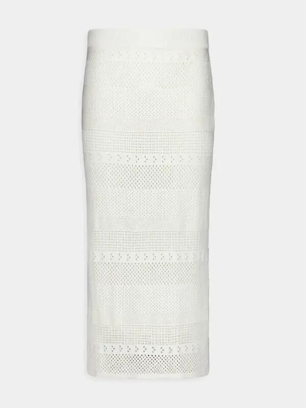FRAME Crochet-knit Pencil Skirt - White