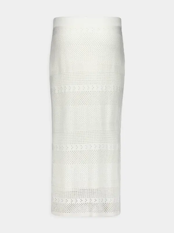 FRAME Crochet-knit Pencil Skirt - White