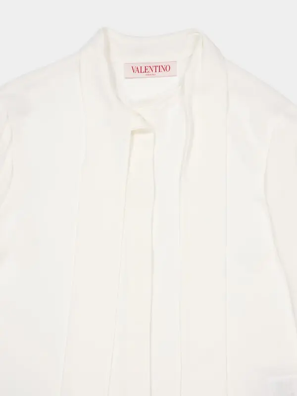 Valentino Garavani Scarf-detail Silk Shirt - White