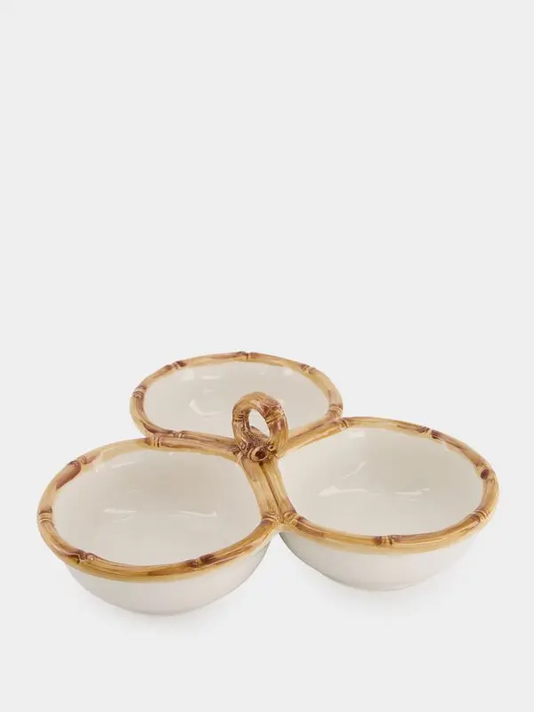 LES-OTTOMANS Bamboo Ceramic Starter Plate - White