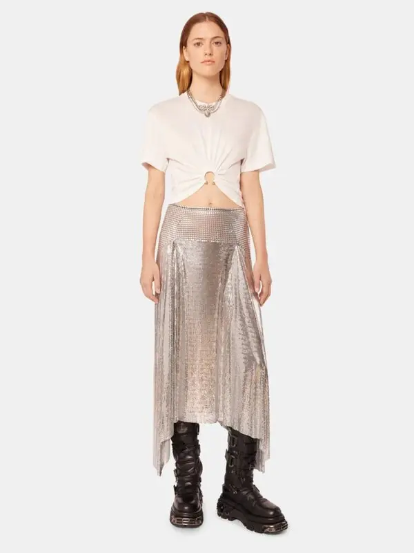 Rabanne Jersey Tee With Ring Detail - White