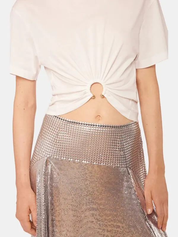 Rabanne Jersey Tee With Ring Detail - White