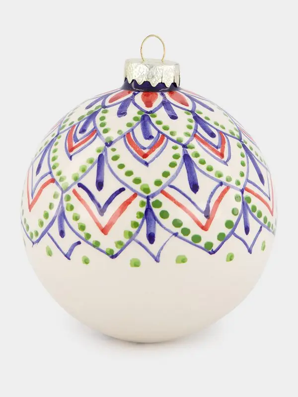 LES-OTTOMANS Handpainted Christmas Ball - White