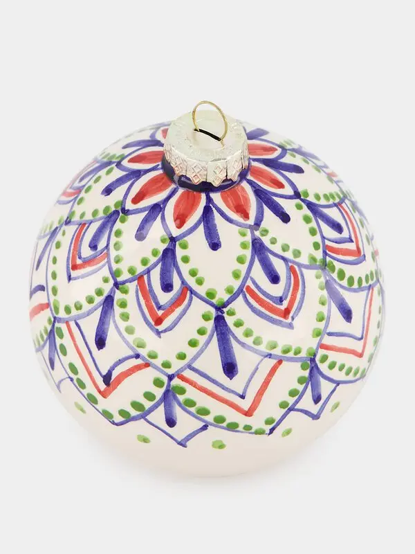 LES-OTTOMANS Handpainted Christmas Ball - White