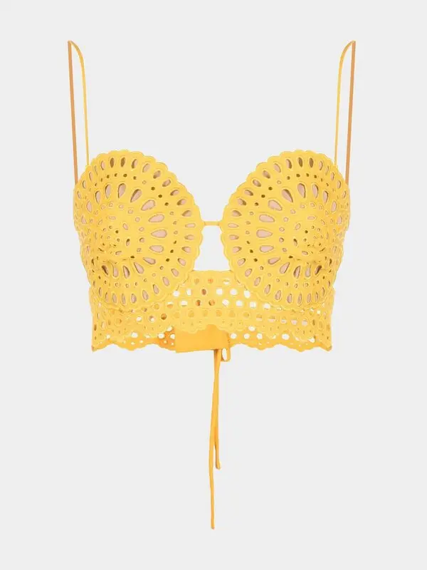 Stella McCartney Broderie Anglaise Cropped Cami Top - Yellow