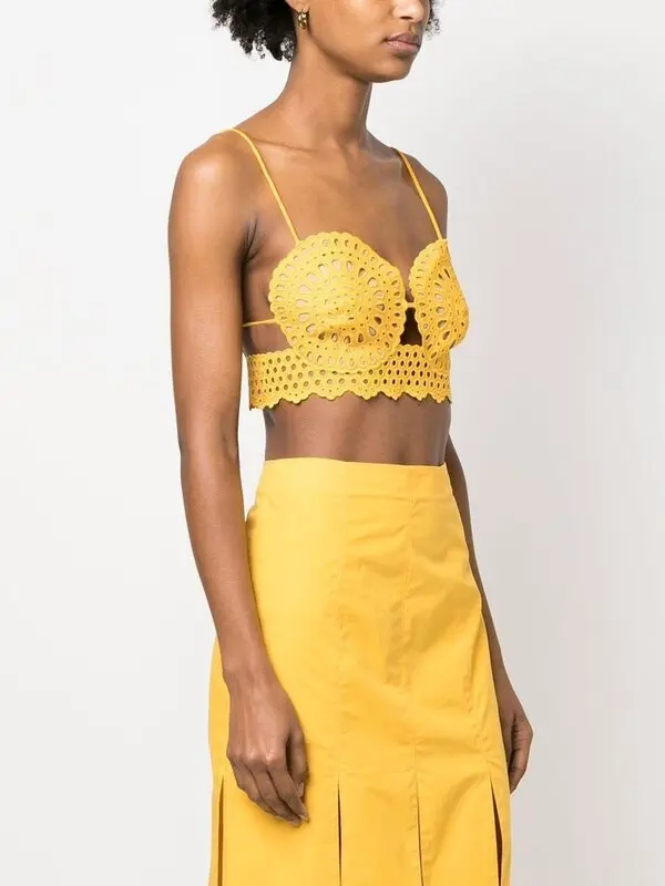 Stella McCartney Broderie Anglaise Cropped Cami Top - Yellow