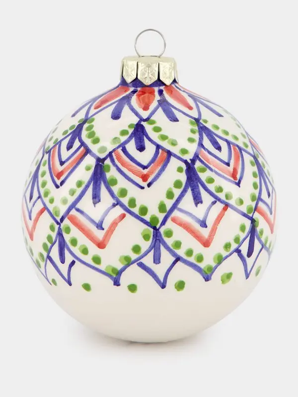 LES-OTTOMANS Handpainted 8cm Christmas Ball - White
