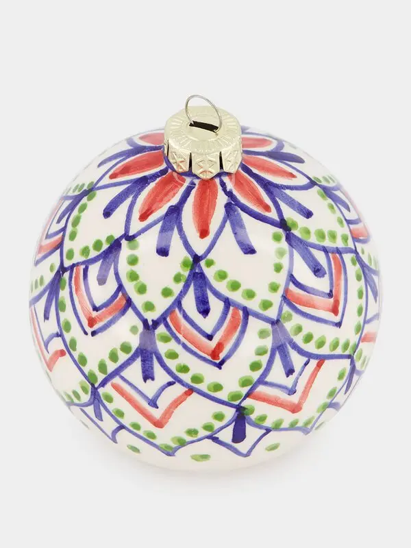 LES-OTTOMANS Handpainted 8cm Christmas Ball - White