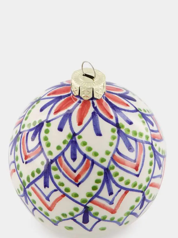 LES-OTTOMANS Handpainted 8cm Christmas Ball - White