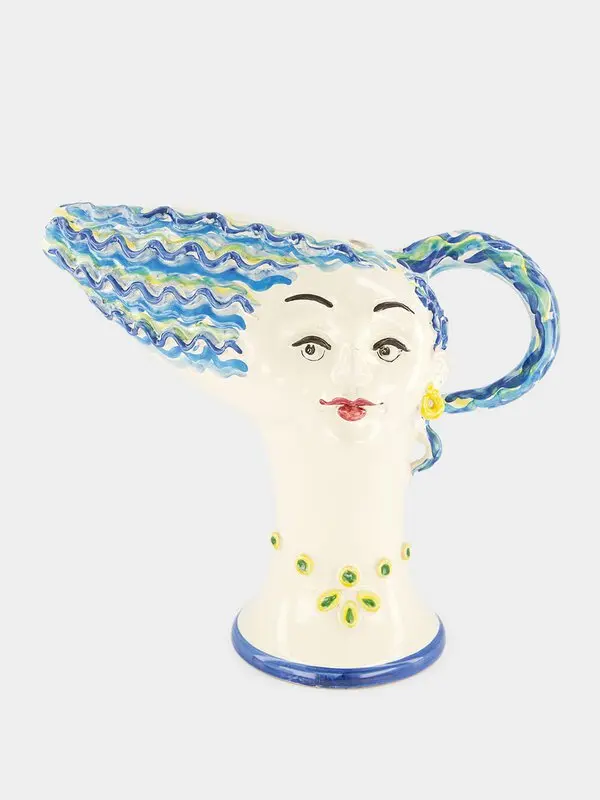 LES-OTTOMANS Sicilian Ceramic Head Vase - White