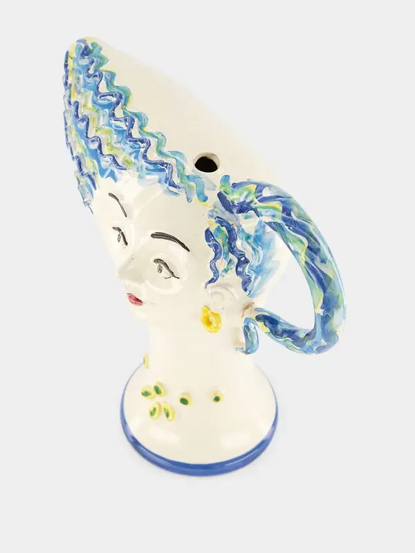 LES-OTTOMANS Sicilian Ceramic Head Vase - White