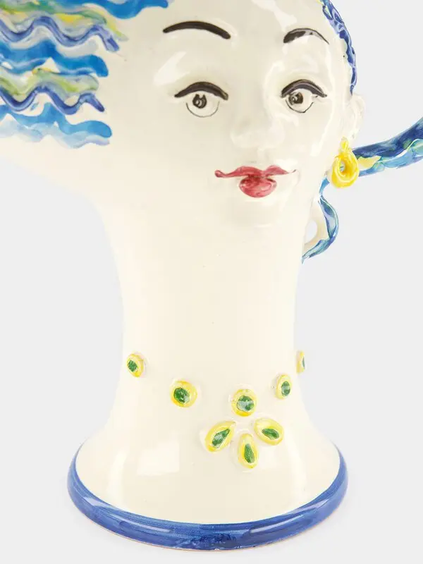 LES-OTTOMANS Sicilian Ceramic Head Vase - White