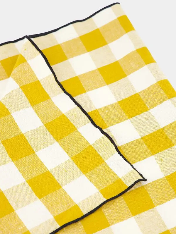 Maison De Vacances Yellow Bourdon Black Mesh Gingham Tea Towel - White