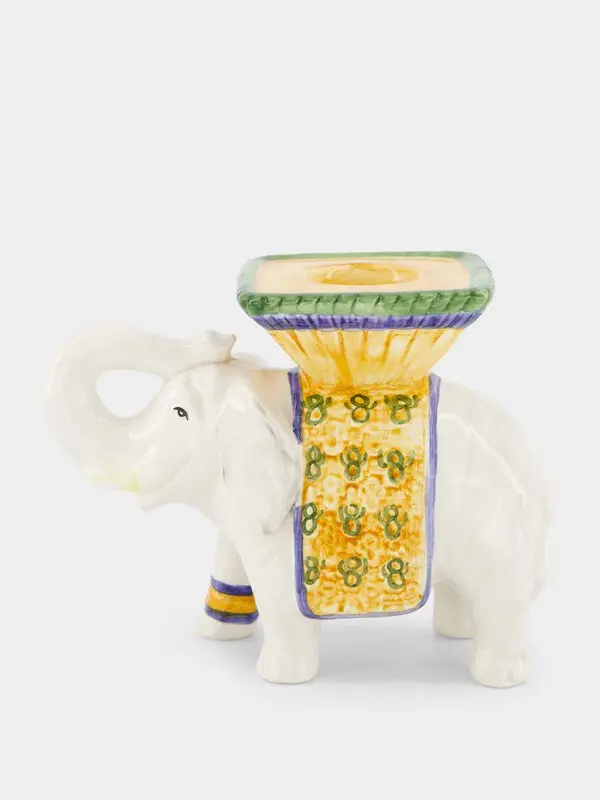 LES-OTTOMANS Elephant Tea Light Holder - White