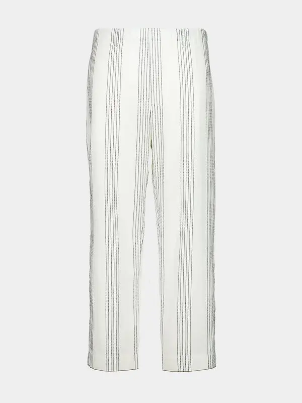 Commas Off-stripe Resort Trousers - White