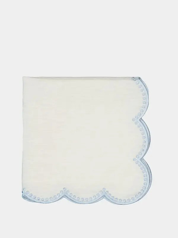 PAULA LIVING Cascais Linen Napkin With Blue Dots Border