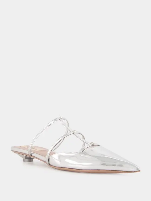 Valentino Garavani Mini Rockstud Mules - Silver