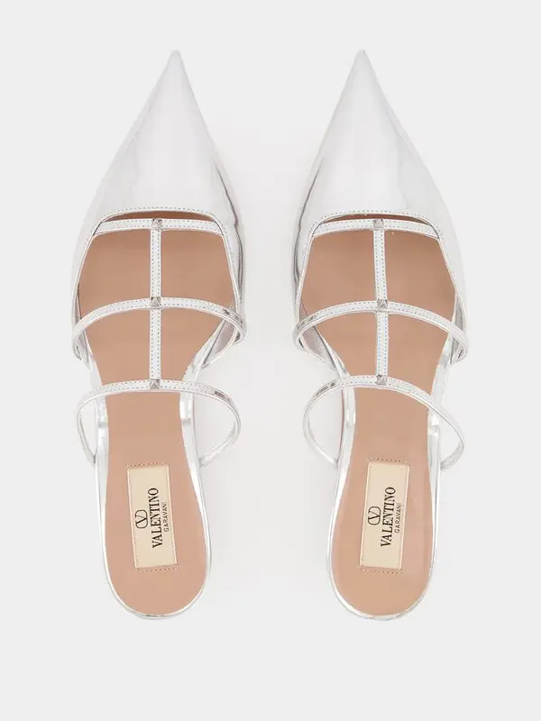 Valentino Garavani Mini Rockstud Mules - Silver