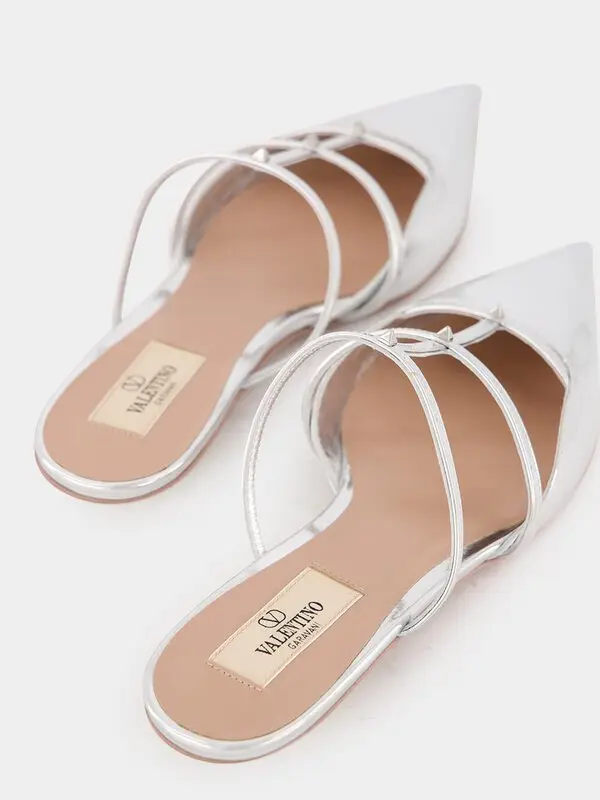Valentino Garavani Mini Rockstud Mules - Silver