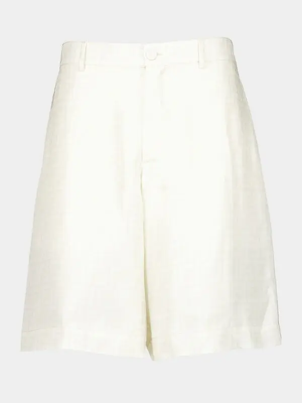 Fendi Ff Silk Bermuda Shorts - White