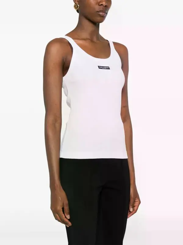 Dolce & Gabbana Ribbed Round Neck Sleeveless Top - White