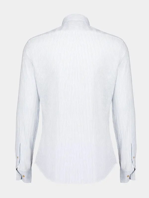 Boglioli Light Blue Striped Cotton-linen Shirt