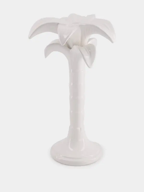 LES-OTTOMANS Medium Sugar Cane Ceramic Candleholder - White