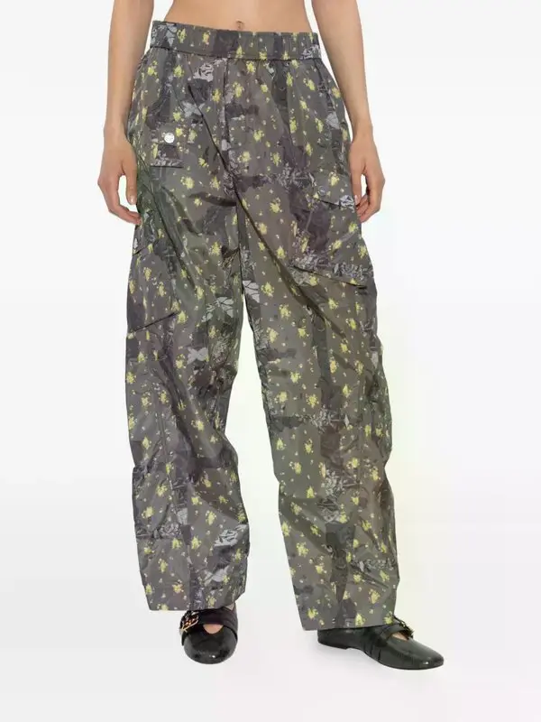 GANNI Floral-print Cargo Trousers - Grey