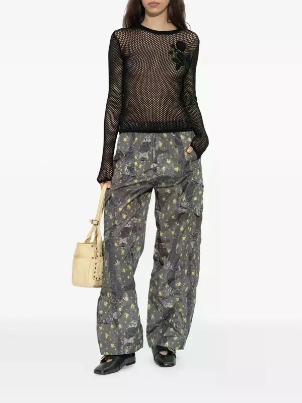 GANNI Floral-print Cargo Trousers - Grey