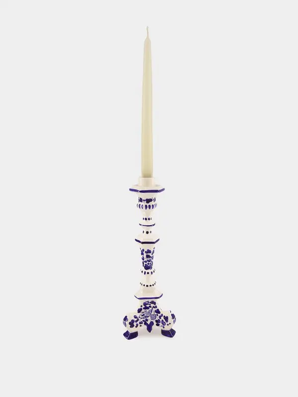 LES-OTTOMANS Ceramic Turquerie Candleholder - White