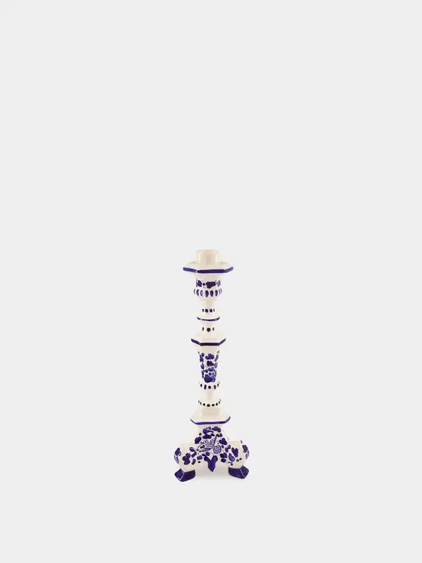 LES-OTTOMANS Ceramic Turquerie Candleholder - White