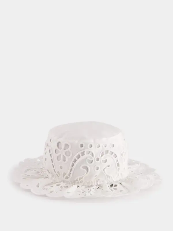 Dolce & Gabbana Cotton Broderie Anglaise Hat - White