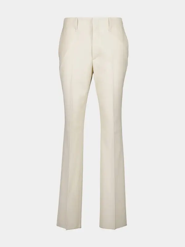Fendi Wool Gabardine Straight-leg Trousers - White